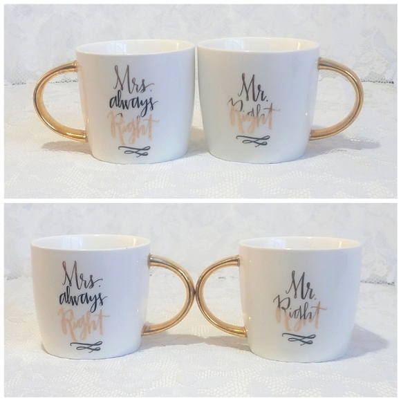 Slant | Dining | Mr Right Mrs Always Right Coffee Mug Gold Handle By ...